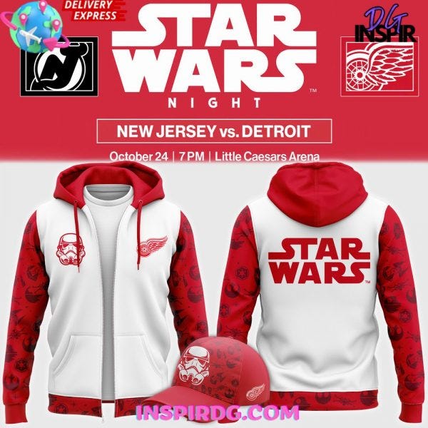 Detroit Red Wings x Star Wars Night 2024 Zip Hoodie | by Inspirdg_Store ...