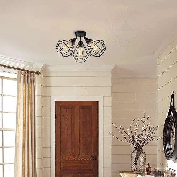 Versatile Illuminated 3-Way Black Wire Cage Ceiling Light | by LEDSone ...
