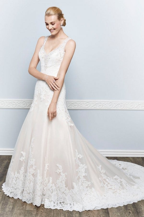 Style 1650 by Kenneth Winston — Floor length LaceOrganza V-neck A-line ...