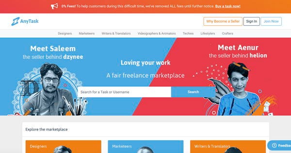 AnyTask.com offers Zero Seller Fees to help freelancers and small businesses amid the Covid-19 ...