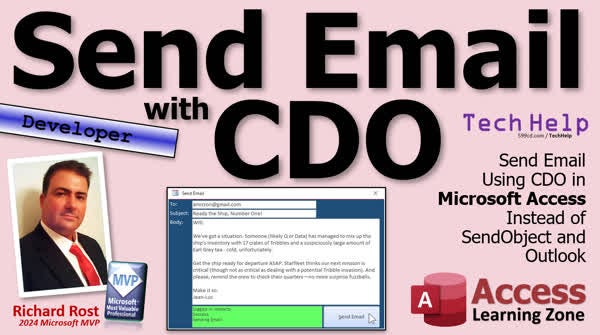 Send Email Using Cdo In Microsoft Access Instead Of Docmd Sendobject And Outlook By Richard