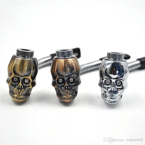 Skull Shape Metal Smoking Pipe with led Lights - Pine applexpress - Medium