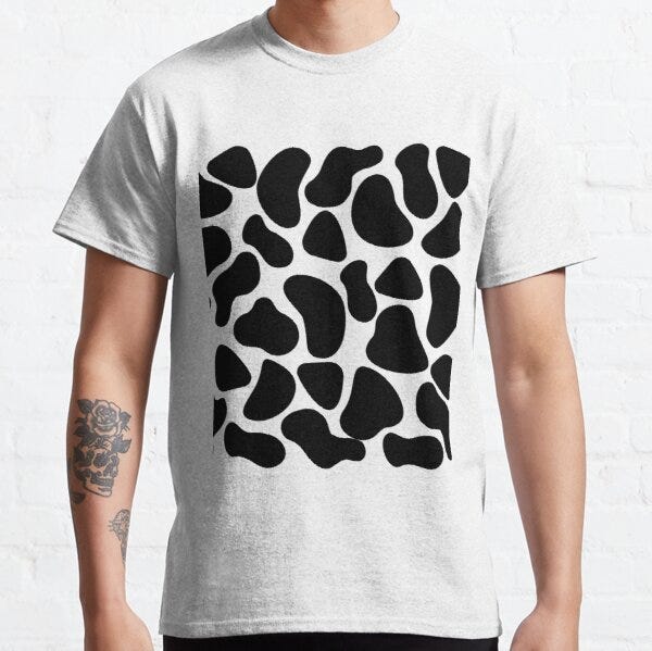 Black and White Animal Print Classic T-Shirt Flagship RB1809 - The Cow ...