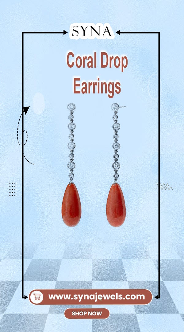 Coral Drop Earrings - Synajewels - Medium