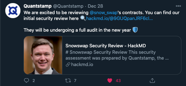 Quantstamp’s security review. Quantstamp has completed its initial ...