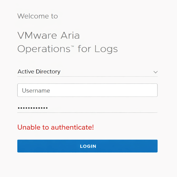 Unable to Authenticate Domain User in VMware Aria Operations for Logs ...