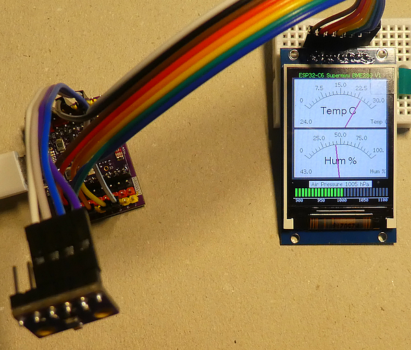 Getting started with a BME280 environment sensor connected to an ESP32-C6 Supermini device and ...