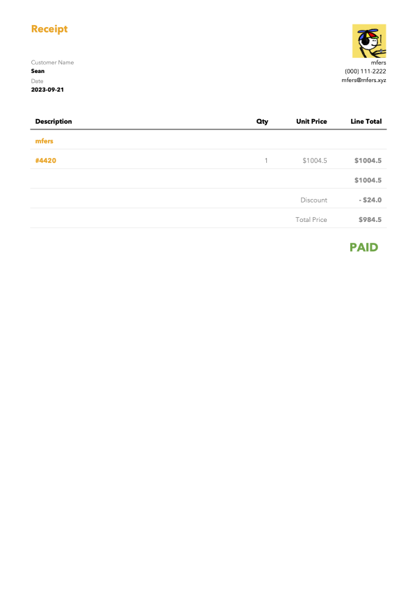 Customer Receipt