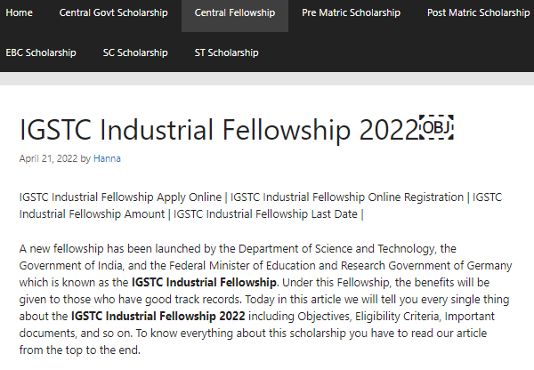 IGSTC Industrial Fellowship 2022. IGSTC Industrial Fellowship Apply ...