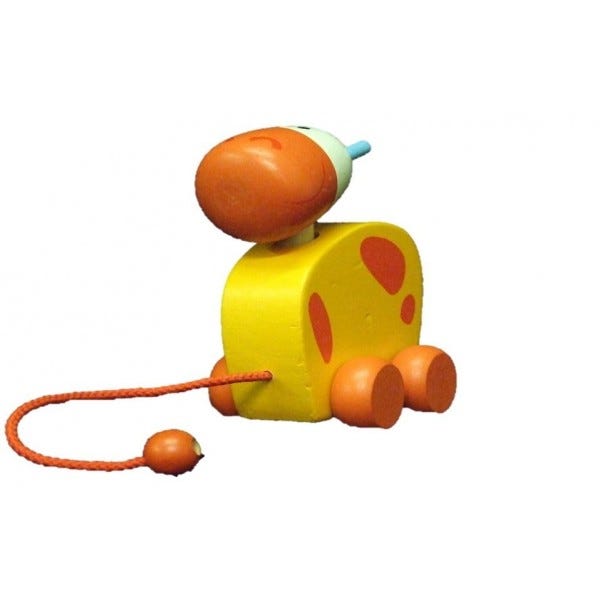 Children Pull Along Wooden Cow Toy From Wise Cube With Nodding Head Pre ...
