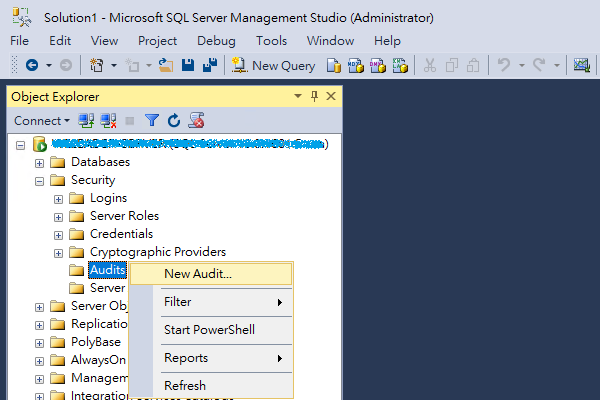 如何使用 SQL Server Audit 功能. 在預設情況下，使用者操作資料庫的動作並不會被記錄下來。雖然我們可以使用觸發程序之 ...
