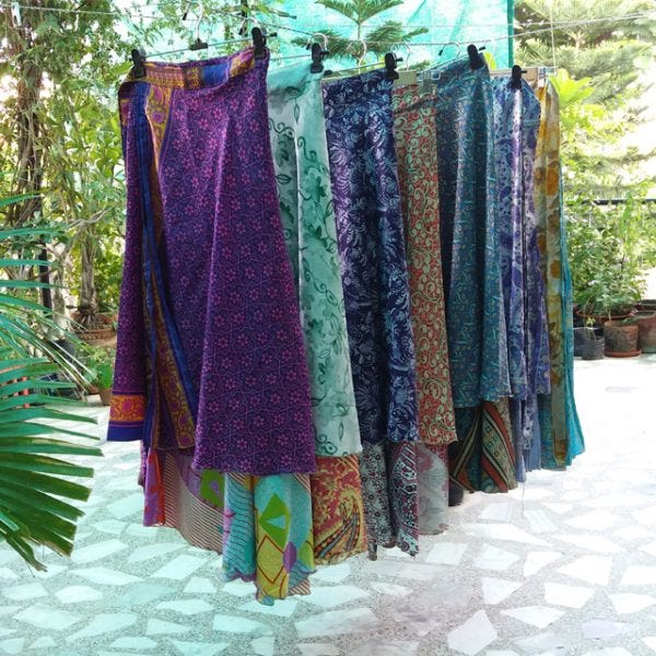 Recycled sari wrap skirts. Big manufacturer of Indian sari silk… | by ...
