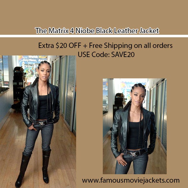 The Matrix 4 Niobe Black Leather Jacket Jada Pinkett Smith Movie The ...