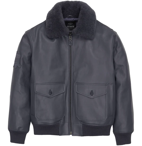 Avirex Classic Grey G-1 Aviator Leather Jacket | by ...