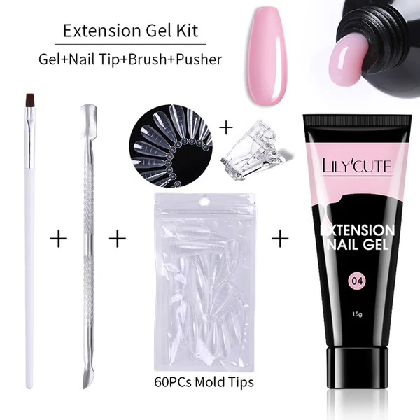 15ML NAIL EXTENSION GEL KIT SOAK OFF UV GEL ACRYLIC - Asad Ali - Medium