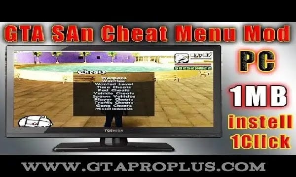 GTA San Andreas Cheat Menu Mod For Pc - GTA Pro - Medium
