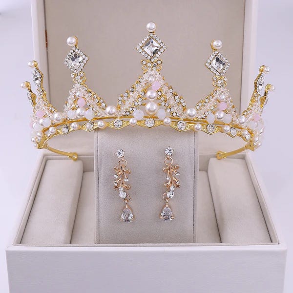 Elevate Your Bridal Look with Korean Style Bridal Crown Earring Set ...