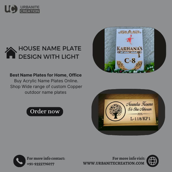 House Name Plate Design with Light - Urbanite Creation - Medium