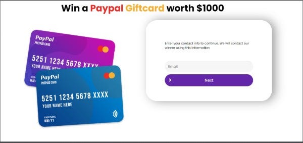 $1000 Paypal Gift Card Enter your information now for a chance to win ...