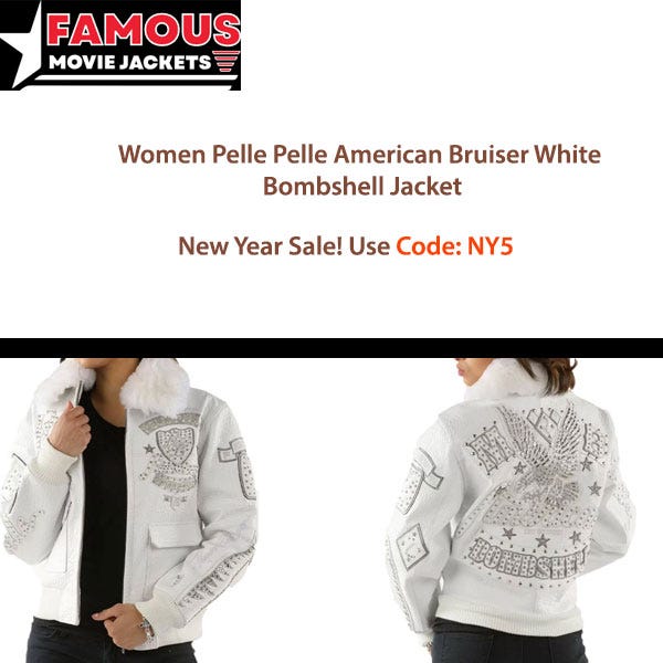 Women Pelle Pelle American Bruiser White Bombshell Jacket ...