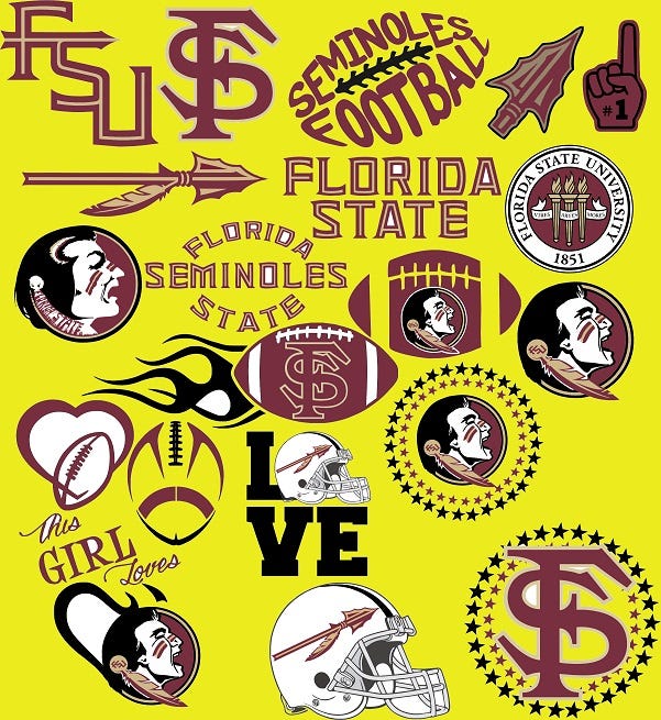 Florida State Seminoles Sports Emblems Football Fan Clipart Bundle Svg