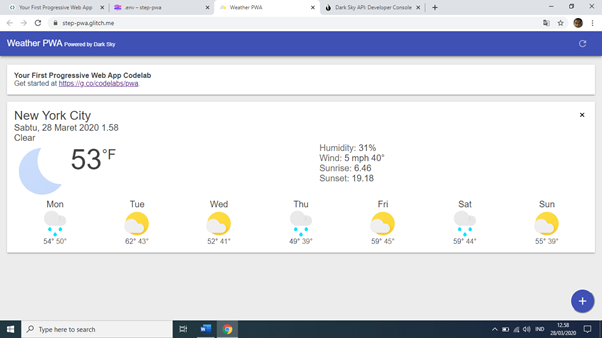 Tutorial aplikasi cuaca dengan PWA | by Aziza Anisawati | Medium