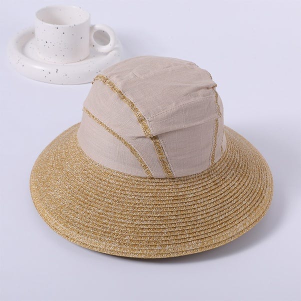 Straw bucket hat. product name: Splicing Fabric Straw Hat… | by ...
