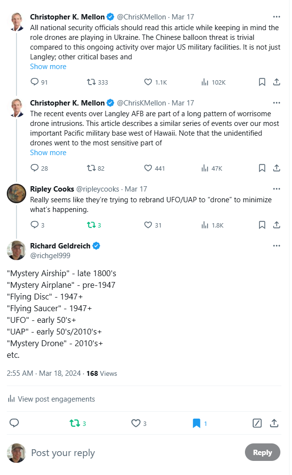 “Mystery Drone”: The new modern acronym for UAP’s - Richard Geldreich ...