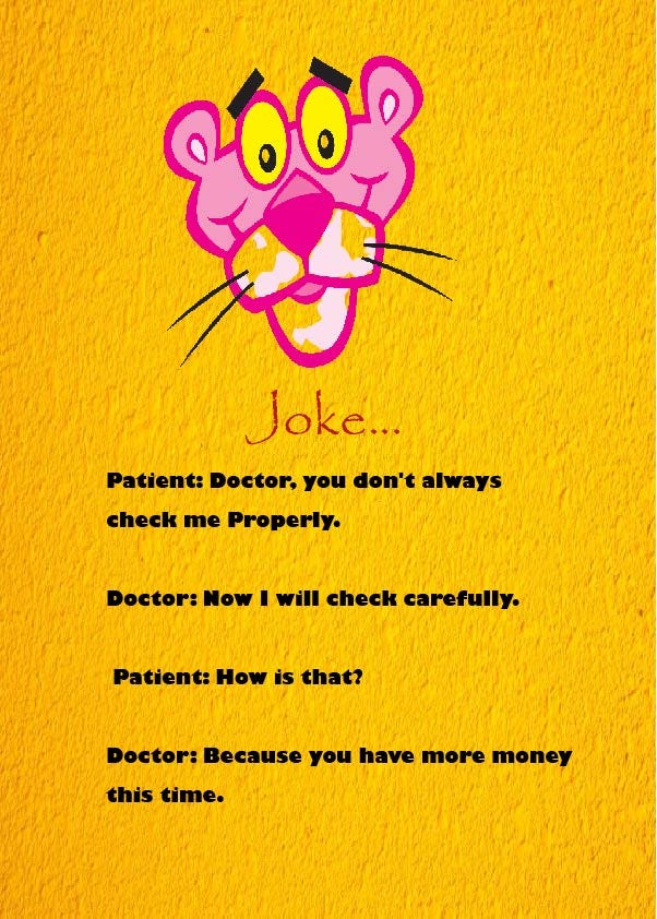 JOKES CORNER. Patient: Doctor, you don’t always check… | by Samana ...