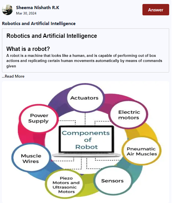 Robotics and Artificial Intelligence - Sheema Nishath RK - Medium