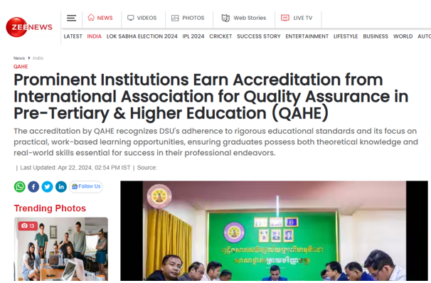 QAHE Proudly Featured on Zee News India for Accreditation of Prominent Institutions | by QAHE ...