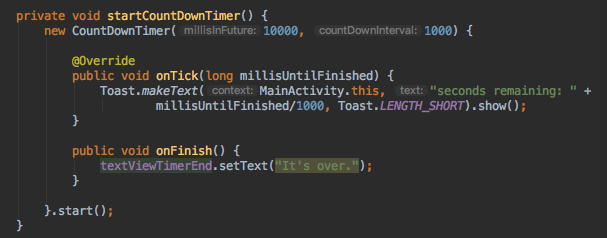 Using a Countdown Timer. The CountDownTimer is a useful tool for… | by ...