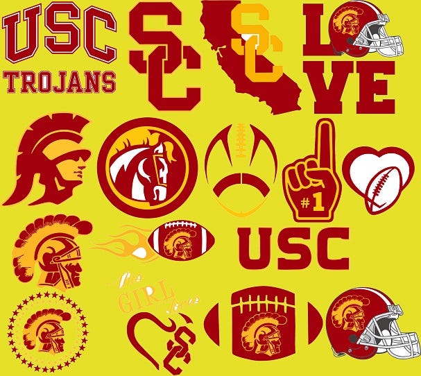 Usc Trojans Sports Emblems Football Fan Clipart Bundle Svg Cut File