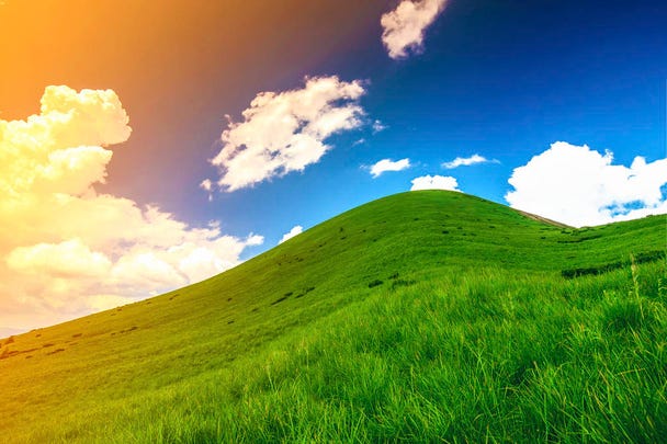 *My Combination of blue sky and green grass with dim Sunlight.* NATURAL ...