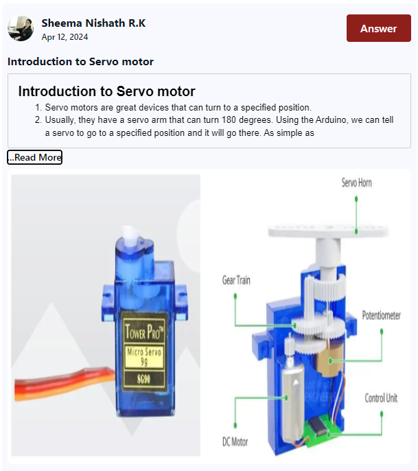 Introduction to Servo motor A servo motor is a type of rotary actuator or motor that allows for ...