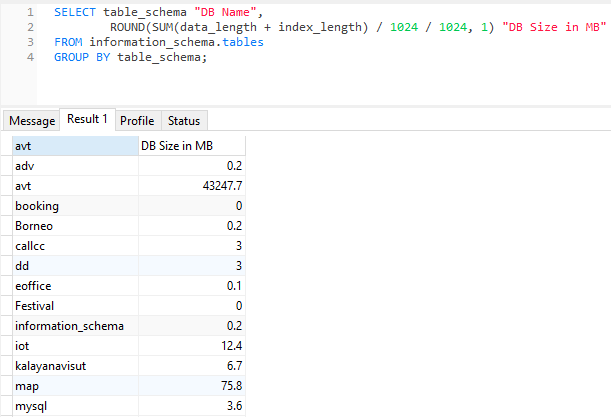 รวมคำสั่งที่ใช้สำหรับ MySQL. script สำหรับดูว่าพื้นที่บน DB… | by ...