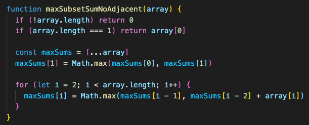 Max Subset Sum with No Adjacent Elements | by Mary Rachael Koenke | Medium
