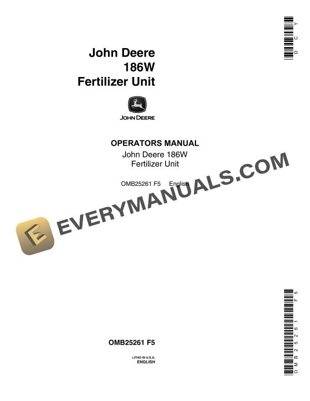 John Deere 186W FERTILIZER UNIT Operator Manual OMB25261 - John Deere Operators Manuals PDF - Medium
