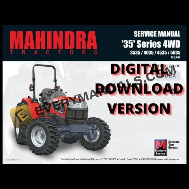 Mahindra Tractor 3535 4035 4535 5035 Gear Service Manual PDF - Mahindra ...