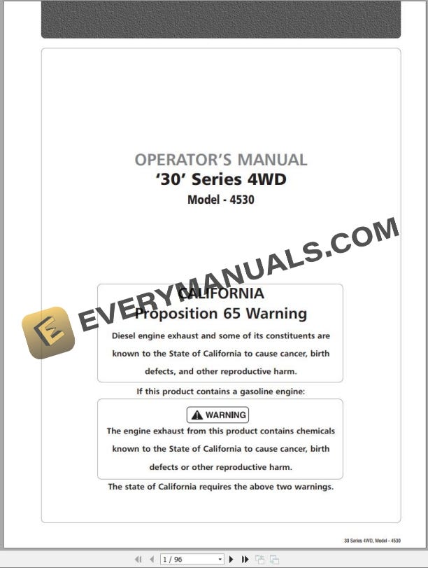 Mahindra Tractor 30 Series 4WD 4530 Operator Manual - Mahindra Tractor ...
