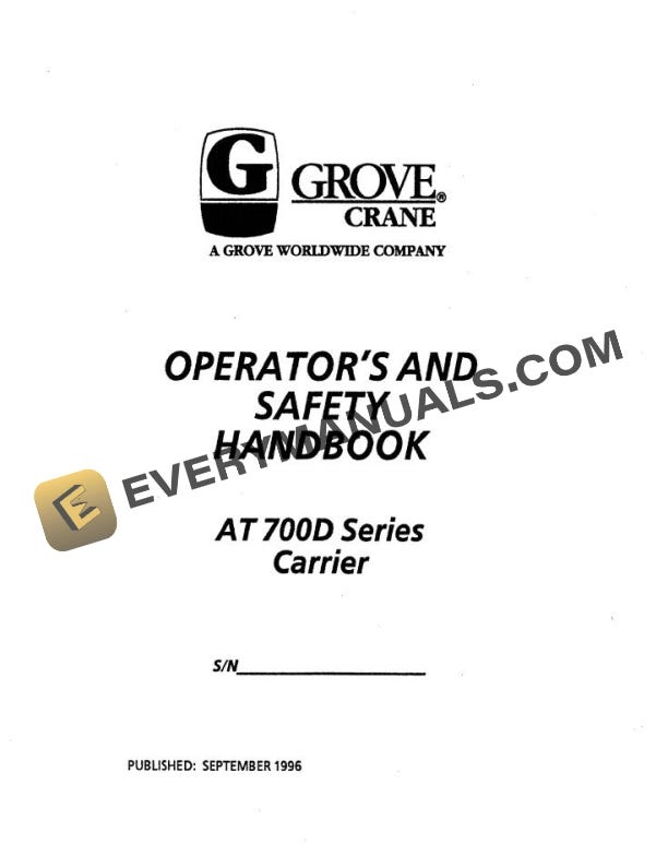 Grove AT700D Crane Operators, Service Manual - Grove Repair Manual PDF ...