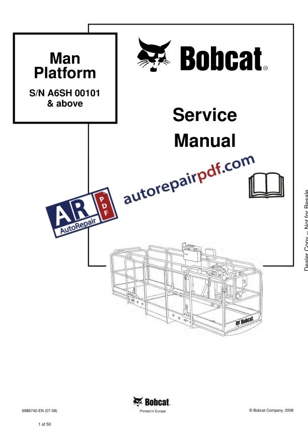Bobcat Man Platform Service Manual 6986742 - Bobcat Service Manual PDF ...