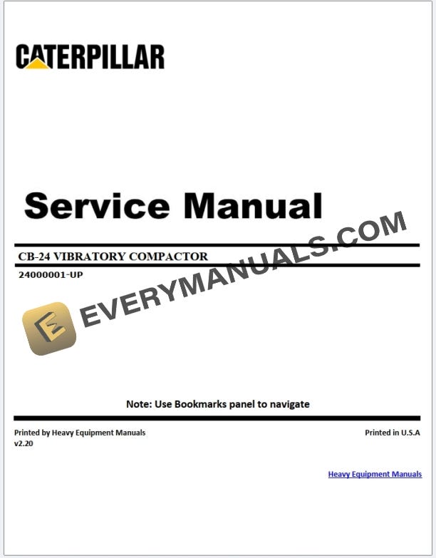 Caterpillar CB-24 Vibratory Compactor Service Manual - Every Manuals - Medium