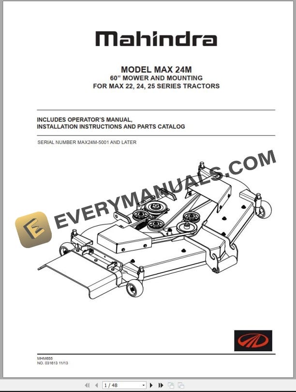 Mahindra Tractor Max 24M Operator Manual, Installation Instructions ...