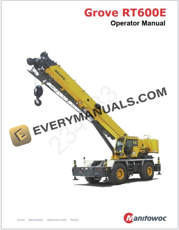 Grove RT650E Crane Schematic, Operators, Parts and Service Manual ...