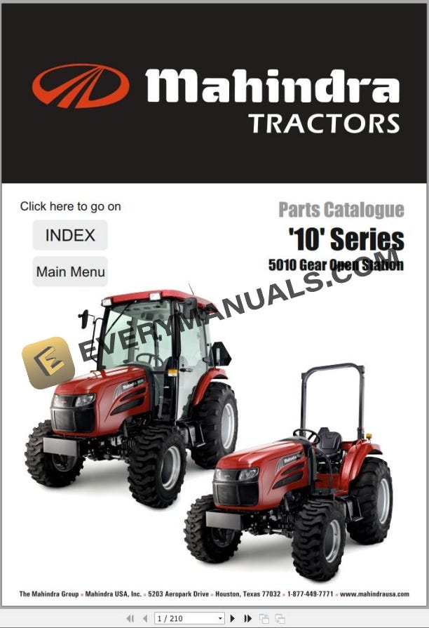 Mahindra Tractor 10 Series 5010 Gear Open Station Parts Manual ...