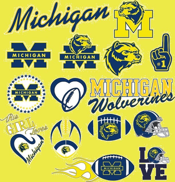 Michigan Wolverines Sports Emblems Football Fan Clipart Bundle Svg Cut