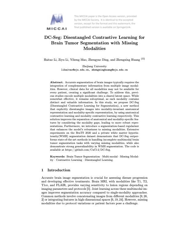 Solving the “Missing Modality” Headache in Brain Tumor Segmentation: A ...