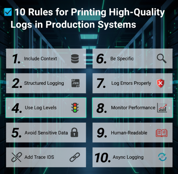 📝 10 Rules for Printing High-Quality Logs in Production Systems | by ...