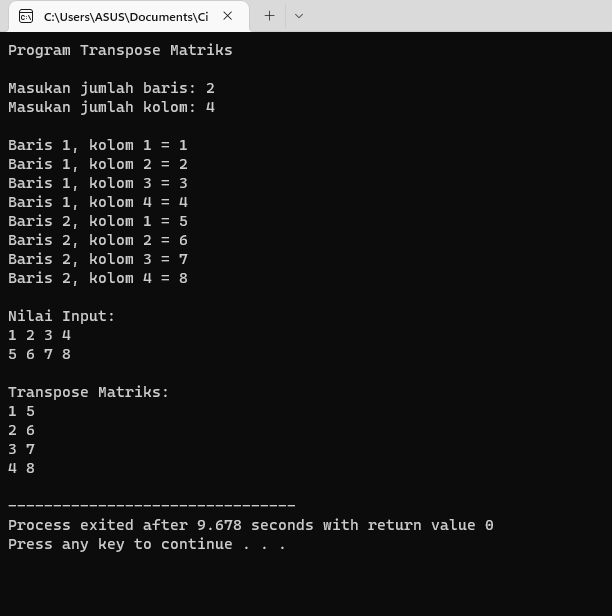 Program Transpose Matriks C++. oleh Citra Aulia — Teknik Informatika… | by Citra Aulia | Medium